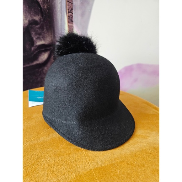 Filippo Catarzi | Accessories | Filippo Catarzi Black Wool Pom Pom Cap ...
